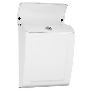 Architectural Mailboxes Aspen Galvanized Steel, Locking, Wall Mount Mailbox, 2594W-10, White, Small Capacity