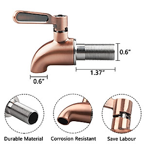 Stainless Steel Replacement Spigot Polished Finished for Beverage Dispenser Carafe Rose Gold by MUGLIO
