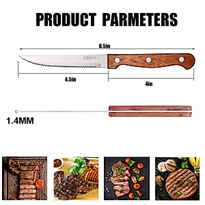 Steak Knives Set of 8 Utility Knives Steak Knife Cutlery Utensil Serrated Edge Steel…