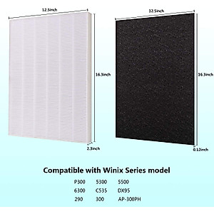5-Star Compatible Replacement for True HEPA & Carbon Filters A. Works with Air Filter Fit Winix 115115 Compatability: Winix 115115 compatible 5300 6300 5300-2 6300-2 P300 C535. 1 Pack