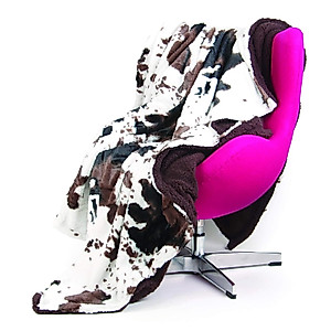 Tadpoles Double Layer Baby Blanket - Sherpa Cowhide Print | 30" x 40" | 100% Super Soft Plush Polyester Microfiber | Ideal as a Swaddle Blanket, Stroller Cover, Crib Blanket, Baby Shower & More