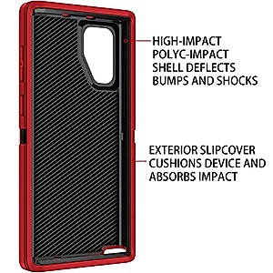 Mieziba for Galaxy Note 10 Plus Case,Shockproof Dropproof Dustproof,3-Layer Full Body Protection Heavy Duty High Impact Hard Cover Case for Galaxy Note 10 Plus 6.8 inch(2019 Release),Red/Black