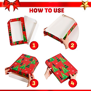 JOYIN 12 Pcs 14" x 9.5" x 2" Christmas Tone Shirt Wrap Boxes ​with Lid and Base, Clothes, Wrapping Robe Boxes,Gift Boxes, Xmas Goody Gift Boxes for Christmas, Birthdays, Wedding, 4 Designs