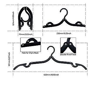 20 Pcs Portable Folding Travel Clothes Hangers, Foldable Clothes Drying Rack for Travel (Matt Black)