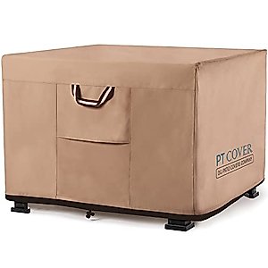 Fire Pit Cover - 30 Inch 32 Inch Strong Fade-Resistant Tear-Resistant UV-Resistant Waterproof Heavy Duty 900D Material Fire Table Cover Square for Outdoor Fire Pit Table - Brown