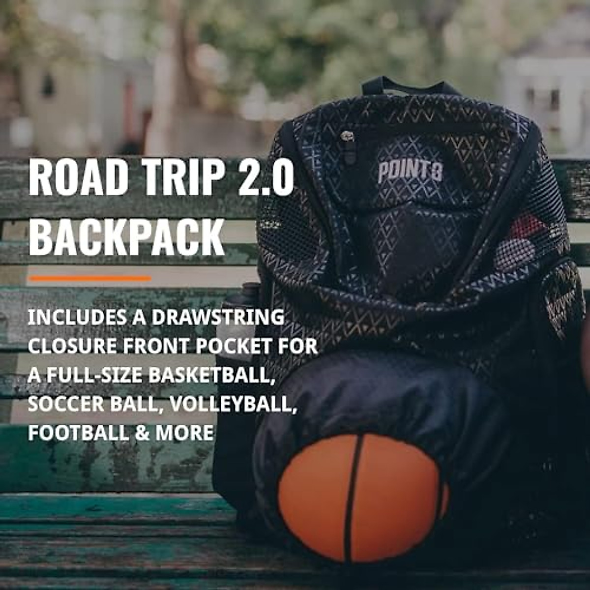 Point 3 Brooklyn Nets Road Trip 2.0 Backpack Basketball Backpack with Drawstrong Closure | Ventilated Mesh Shoe Pocket Compartment | Black