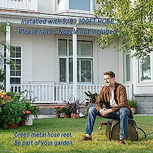 Giraffe Tools SW5-100ft Metal Hose Reel Box, Heavy Duty Garden Hose Storage Reel Hideaway with Crank Handle, 100ft 5/8" Hose, Green