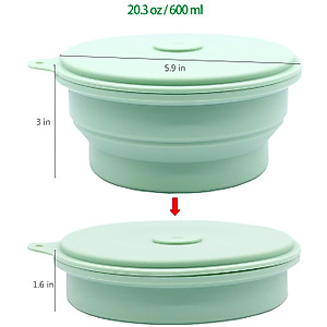FUSMYE Set of 2 Collapsible Pure Silicone Food Storage Containers With Lids, BPA Free, Rectangle and Round Bento Lunch Box Containers Airtight, Microwave,Dishwasher and Freezer Safe for Camping