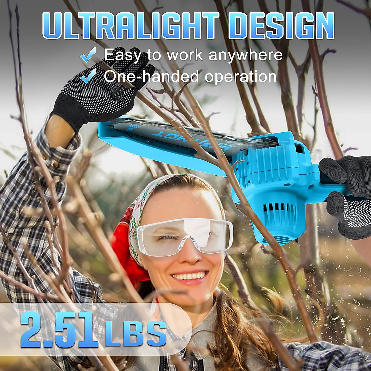 Mini Chainsaw 6-Inch Battery Powered - Best Cordless Small Handheld Chain Saw with 2 Rechargeable Batteries - 21V Power Chain Saws Battery Operated for Tree Trimming Wood Cutting