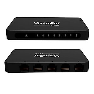 XtremPro 8-Port USB Powered 10/100Mbps Ethernet RJ45 Network Switch Hub - Black (61026)