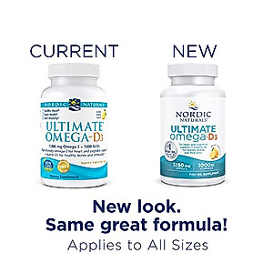 Nordic Naturals Ultimate Omega-D3, Lemon Flavor - 120 Soft Gels - 1280 mg Omega-3 + 1000 IU Vitamin D3 - Omega-3 Fish Oil - EPA & DHA - Promotes Brain, Heart, Joint, & Immune Health - 60 Servings