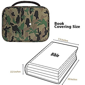 QTKJ Bible Covers for Men with Carrying Handle, Camouflage Book Cover Case with Zipper Pocket Bible Cover for Mom Ladies Teens Girls