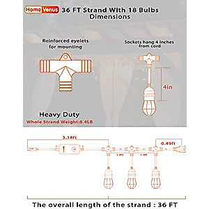 HVS Smart Outdoor String Lights LED 36Ft Color Changing RGBW Patio String Lights Infinite Connectable APP Control 2.4GHz WiFi Waterproof 18 Acrylic Work with Alexa Google for Party Outside Cafe