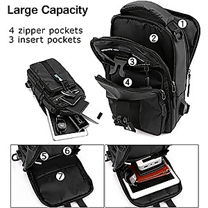 Peicees Sling Bag for Men Waterproof Sling Backpack Crossbody Chest Bag Purse with USB Charging Port for Travel Hiking