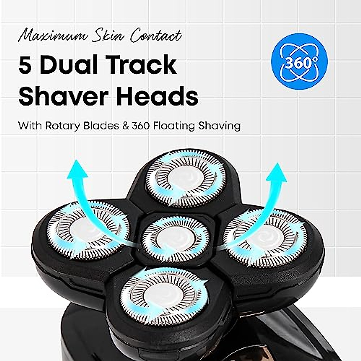 Pamasana Head Shavers for Bald Men, Electric Shavers for Bald Head Cordless, Bald Head Shavers, Electric Shaver, Rechargeable Rotary Shaver for Men, Waterproof Rotary Shaver Grooming Kit