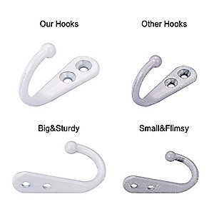 eBoot 20 Pieces Wall Mounted Hook Robe Hooks Single Coat Hanger and 50 Pieces Screws (White)