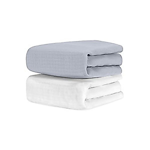 Newton Baby Organic Fitted Crib Sheets (2-Pack) - 100% Breathable and Ultra-Soft, 100% Organic Muslin Cotton, Twilight Grey + White, Fits All Standard Cribs