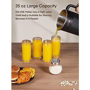 FOHERE 35oz 6 In 1 Nut Milk Maker, 1000ml 800W Automatic Cow Milk Maker Machines Plant-Based Milk, Soy, Oat, Juice, Baby Food, With 12H Timer/Self-Clean/Keep Warm/Boil