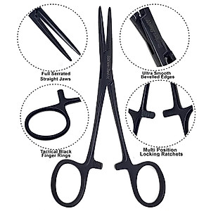 Dog Pet Ear/Nose Hair Puller Grooming Hemostat Locking Forceps Pliers, 5.5" (14cm), Straight (Black)