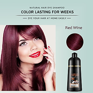 FVQUHVO Red Wine Hair Shampoo for Gray Hair-Instant Hair Dye Shampoo 3 in 1 for Women and Men - Herbal Red Shampoo Colors in Minutes & Long Lasting Red Hair Dye 16.90 Fl Oz(Red Wine)