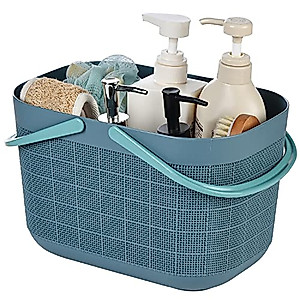 Haundry Plastic Shower Caddy Basket, Hanging Bathroom Dorm Organizer with Handle, Portable Storage Caddy Tote Bin for Tool, Garden, Kitchen, Cleaning Supplies, Dark Blue