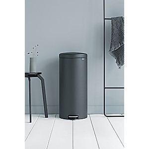 Brabantia newIcon Pedal Bin with Plastic Insert, Dustbin, Step Trash Can, Mineral Infinite Grey, 30 L, 114663