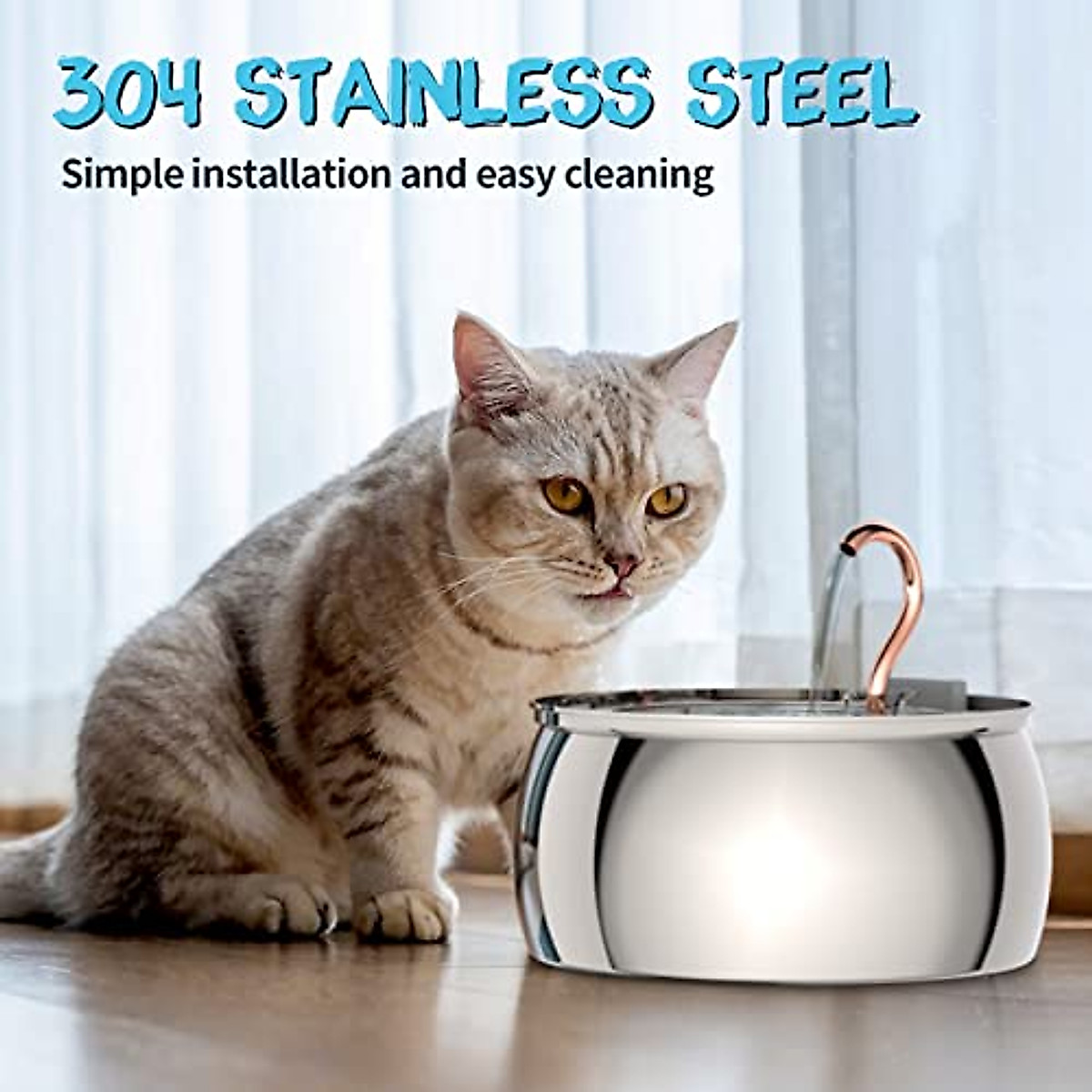 Tomxcute Cat Water Fountain, 4.0L/135oz Automatic Stainless Steel Pet Fountain Dog Water Dispenser, Ultra-Quiet Pump and 3 Replacement Filters & for Cats, Dogs, Multiple Pets…