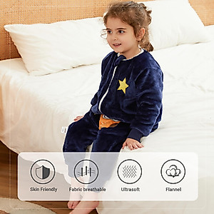 MICHLEY Flannel Baby Sleeping Bag Unisex Pajamas, Long Sleeve Zipper Wearable Sleeping Sack for Autumn Winter Boys Girls,Owl,5-6T, Size 130