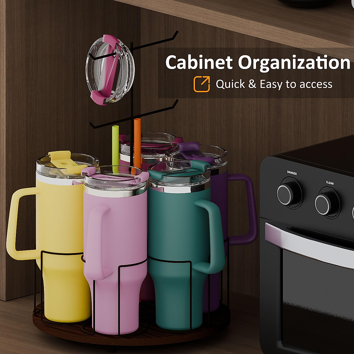 Water Bottle Organizer for Stanley Cup Holder for Cabinet Organizer,Tumbler with Handle Lid Organizer for Owala 24oz 32oz Yeti Simple Modern Stanley 40oz 30oz, Mug Stand Kitchen Organizers and Storage