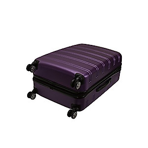 Rockland Melbourne Hardside Expandable Spinner Wheel Luggage, Purple, Checked-Large 28-Inch
