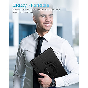 TiMOVO Compatible with Samsung Galaxy Tab A8 10.5 Case 2022, Galaxy A8 Tablet Case SM-X200/SM-X205, 90 Degree Rotating Swivel Leather Cover, Multiple Viewing Angles Folding Stand Case, Black