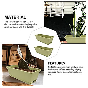 Yardwe 2pcs Balcony Indoor Shaped Flower Vegetable Hanging Trough Windowsill Rectangular Saucer Resin Décor, Nursery Tray Green Container Bonsai Porch Basin Household Basket
