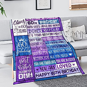 Ciuyxof 60th Birthday Gifts for Women Blanket 60th Birthday Decorations Women Men Throw Blanket Happy 1963 60th Birthday Gift Ideas for her Mom Wife (Sixty, 50 x 60 Inch)