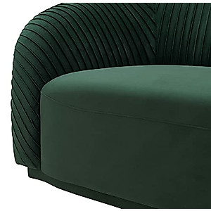 TOV Furniture Yara 31.3" H Velvet Upholstered Sofa in Pleated Forest Green