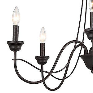 LOG BARN Black Chandelier for Dining Room, Farmhouse Chandelier in Brown Rust Metal Finish, 5-Light, 28" Dia