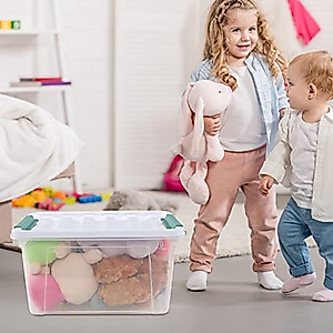 Parlynies 4-Pack 20 Quart Large Stackable Boxes, Plastic Storage Latch Bin, Clear