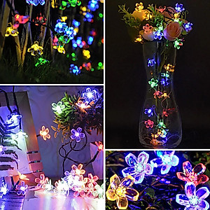 HOINCO Solar Flower String Lights,1Pack 39.4 FT 100 LED Fairy Light Decorations for Garden Fence Patio Yard Christmas Tree, Home, Lawn, Wedding, Patio, Party Decoration (Multi Colored)