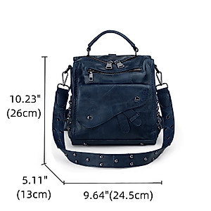 Uromee Backpack Purse for Women Vegan Leather Rivet Studded Ladies Fashion Travel Small Shoulder Bag Convertible