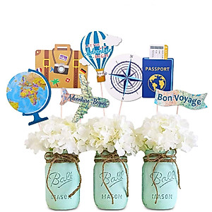 Yaaaaasss! Let The Adventure Begin Centerpieces Travel Themed Centerpieces Sticks Adventure Awaits Bon Voyage Farewell World Map Retirement Graduation Party Photo Booth Props Set of 21