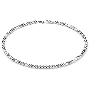 Miabella Italian 925 Sterling Silver Handmade 6mm Bead Ball Strand Chain Necklace for Women, Made in Italy (Length 18 Inches (Small))