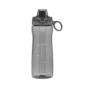 Pogo BPA-Free Tritan Plastic Water Bottle with Chug Lid, 18 Oz, Grey