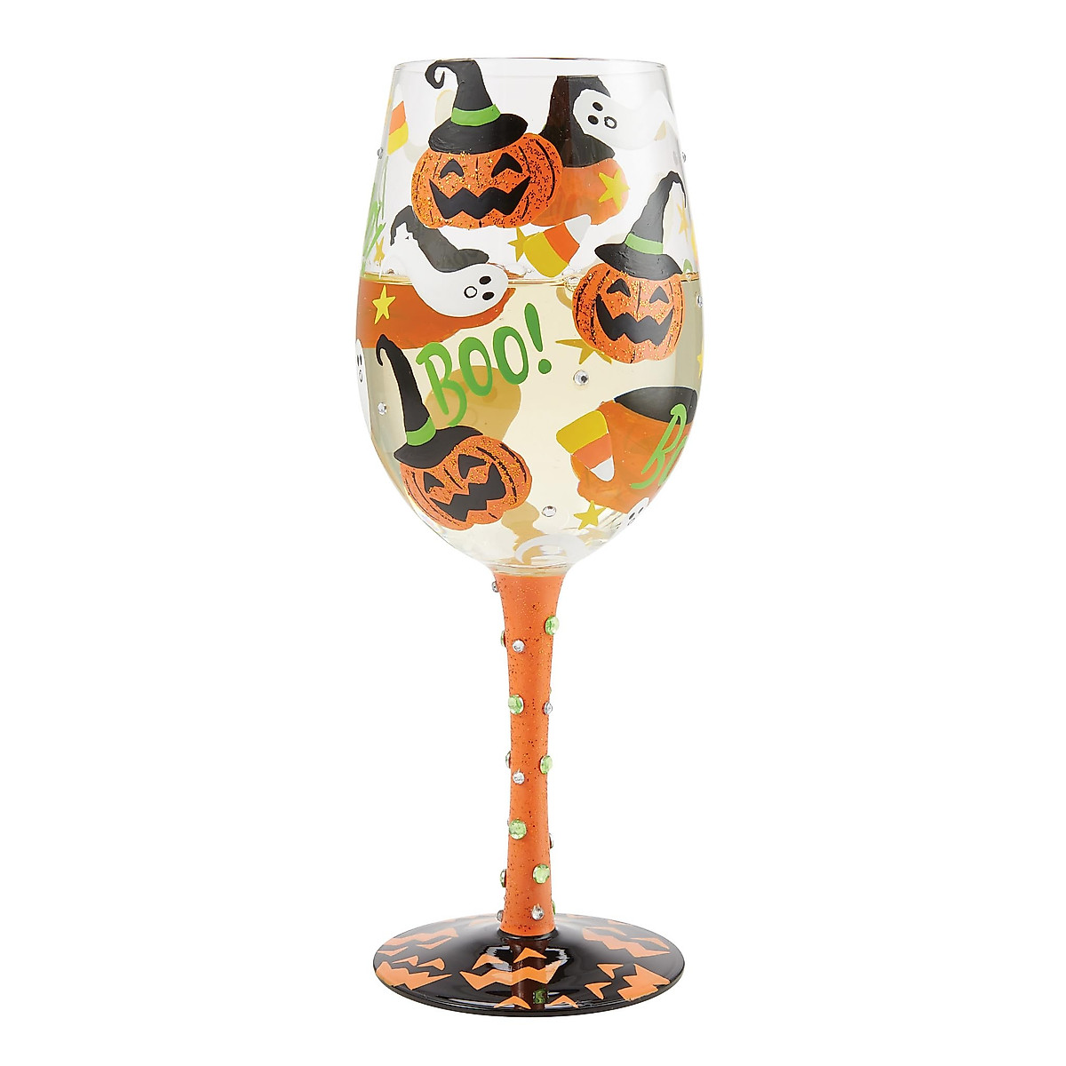 Enesco Lolita Halloween Spook-Tacular Hand-Painted Artisan Wine Glass, 15 Ounce, Multicolor