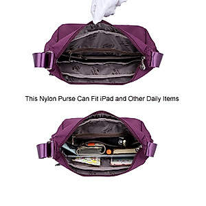 SYYHOME Crossbody Purses for women Multi-Pocket Nylon Shoulder Bags Lightweight Travel Purses Messenger Handbags (Large, Black)