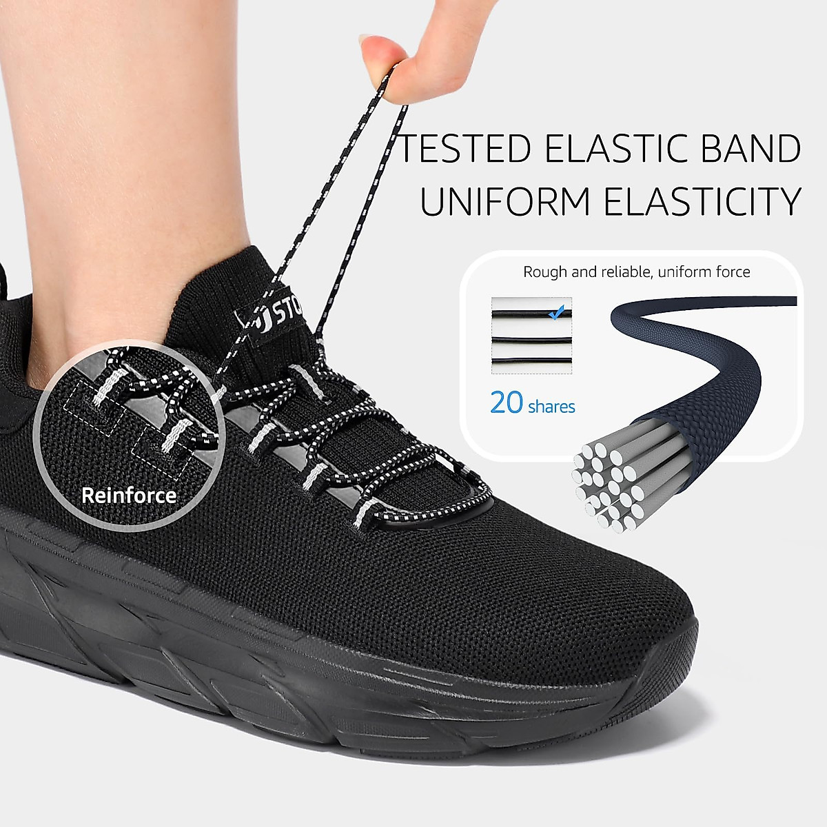 STQ Walking Shoes Women Slip on Sneakers Orthopedic Shoes with Comfort Arch Support Black US 8