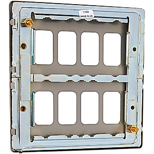 MK Aspect K24348BRC 8-Module Grid Frontplate - Brushed Chrome