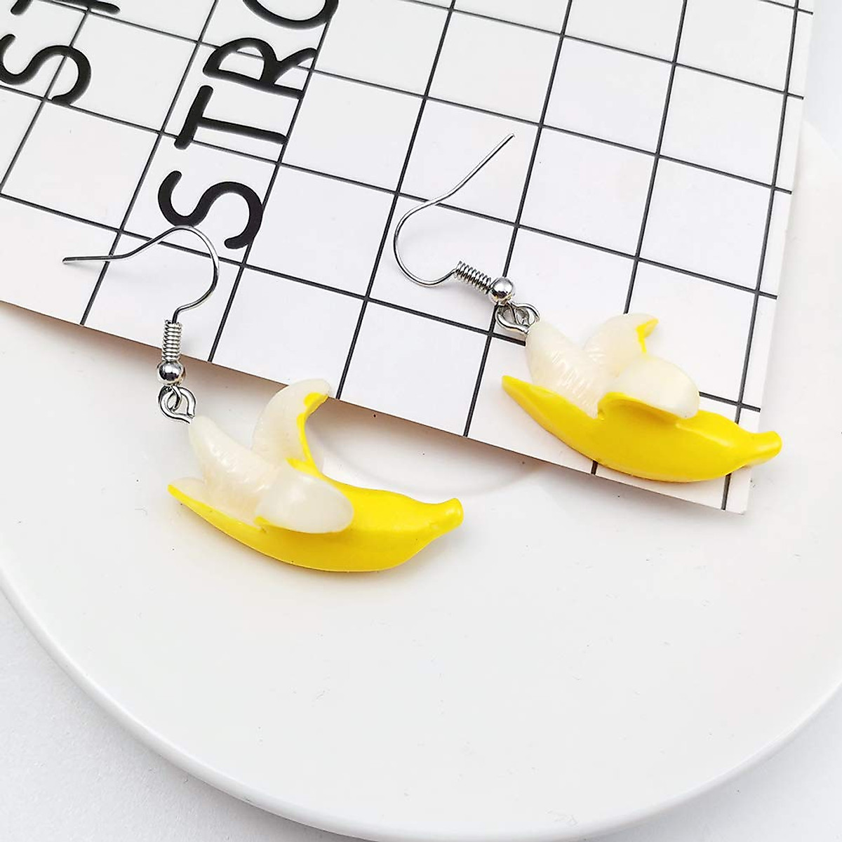 Cute Food Imitate Hamburger Banana Donut Ice Cream Dangle Stud Earrings Resin for Women Jewelry (Banana)