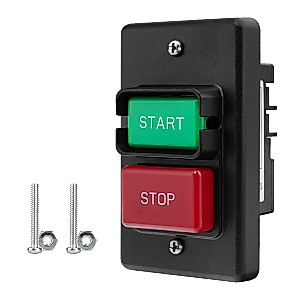 POWERTEC 71652 110/220V Single Phase On/Off Switch with Screws for Gang Box Installation, fits Table Saw, Router Table, Drill Press, Bench Saw, Band Saw