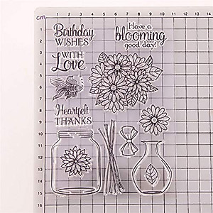 Stamps and Dies for Card Making, DIY Scrapbooking Arts Crafts Stamping, Metal Cutting Dies Stamps Arts Supplies, Clear Silicone Stamps for Gifts Vase