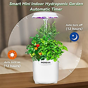 SHUNGRU Mini Hydroponics Growing System, Smart Indoor Herb Garden with Grow Light, Garden Germination Kit with Auto Timer, Height Adjustable and Stylish Decoration for Home Kitchen