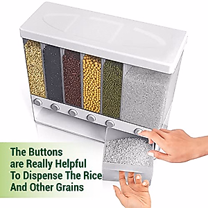 Dry Food Dispenser Cereal Container-Rice Dispenser 22 Pounds Pantry & Kitchen Storage Bucket (White)